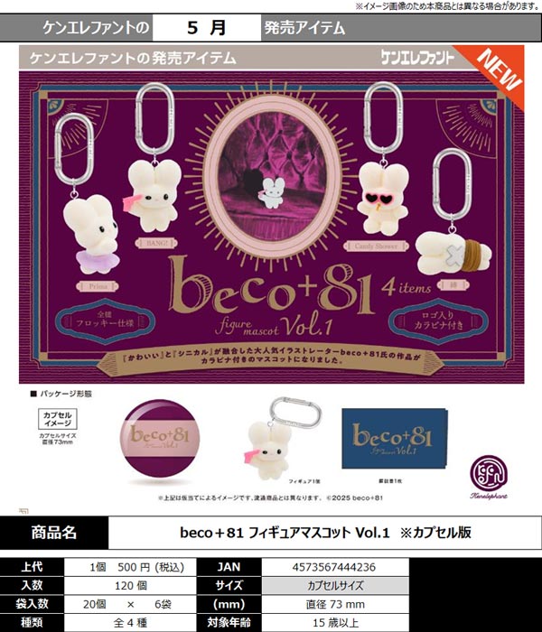 【5月発売】【二次予約】beco＋81 フィギュアマスコット Vol.1 （20個入り）【ｹﾝｴﾚﾌｧﾝﾄ】 | ガチャガチャ・カプセルトイ・空カプセル通販専門【あミューズ】